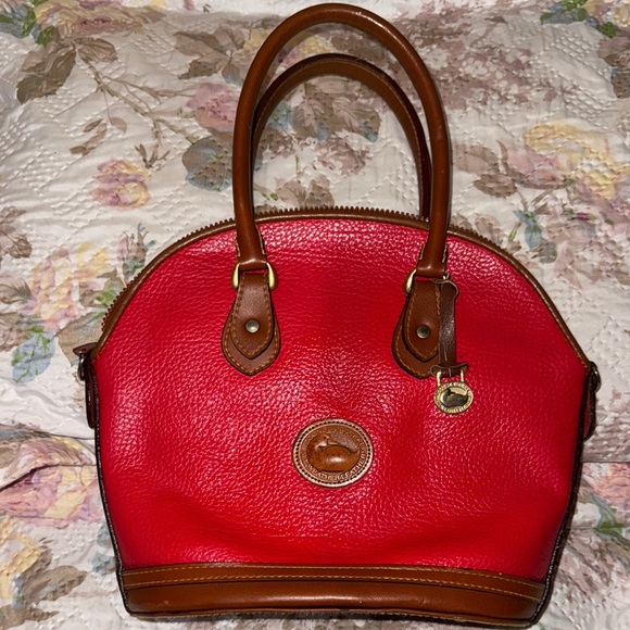 Dooney & Bourke | Bags | Dooney Bourke Red And Brown Leather Satchel ...